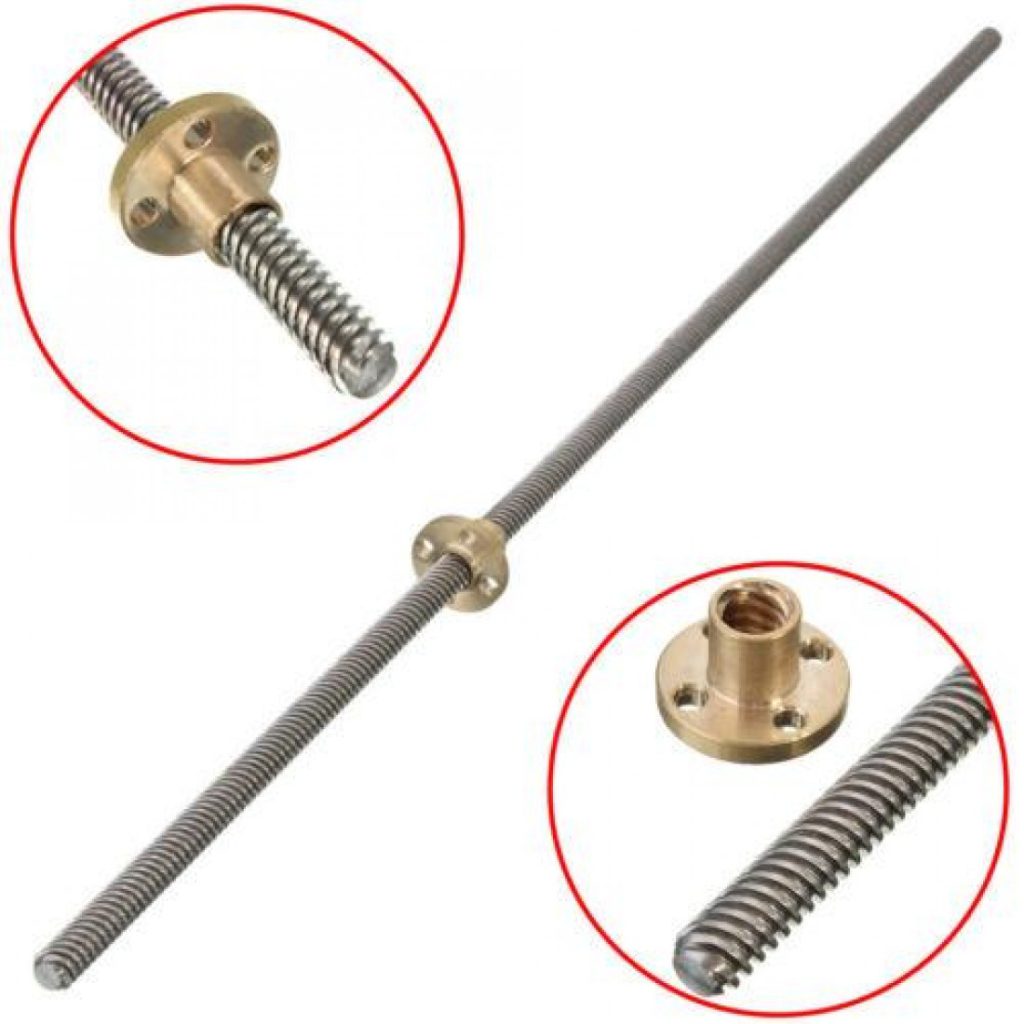 Buy 500MM Trapezoidal Lead Screw 8MM Thread 2MM Pitch with Copper Nut ...