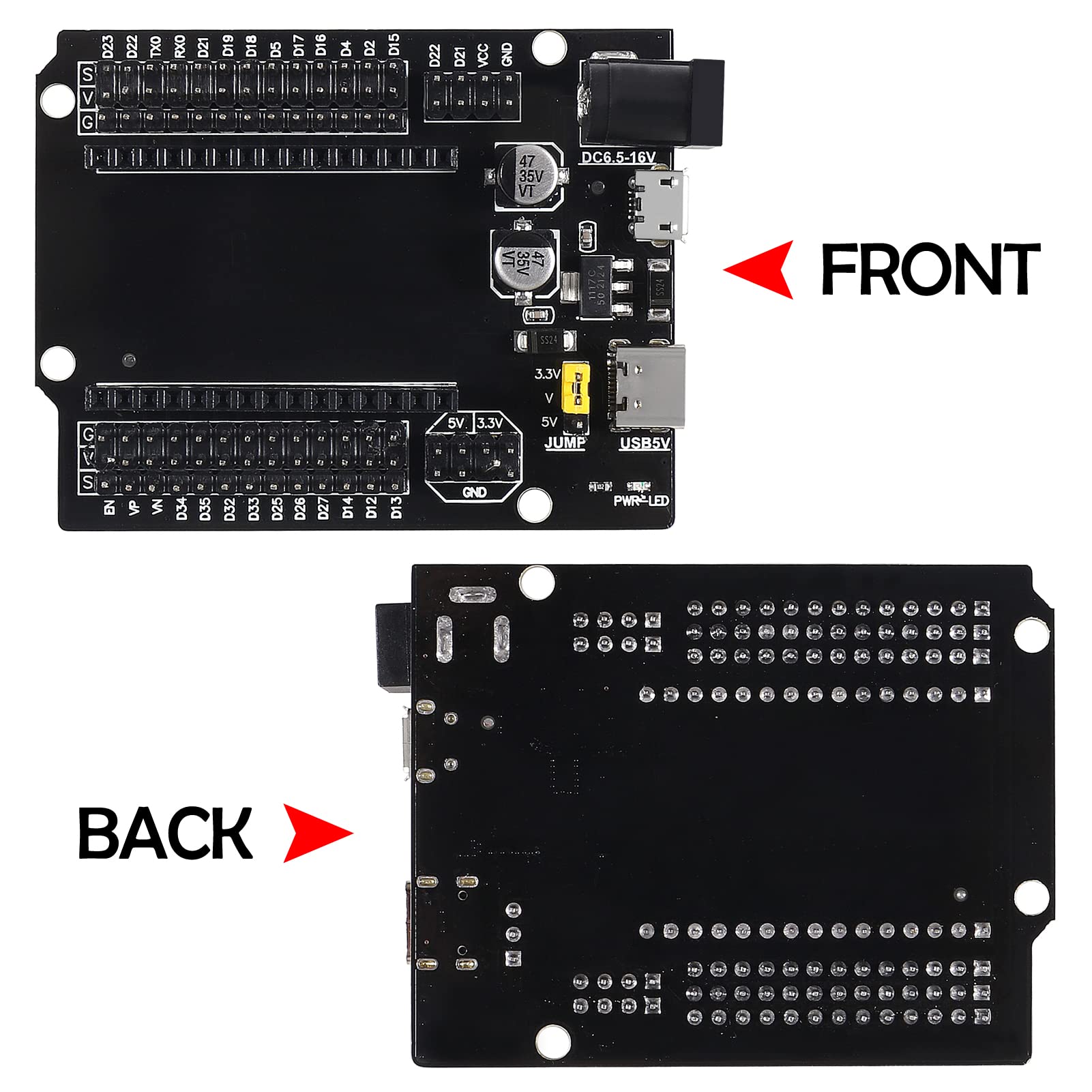 Buy 30Pin ESP32 Expansion Board with Type-C USB and Micro USB Dual ...
