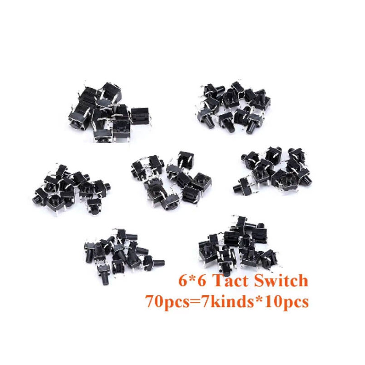 Buy 7 Values 70pcs 6X6x4.3/5/6/7/8/9/10mm Tact Switch Tactile Push ...